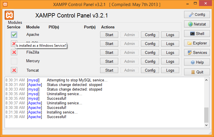 Setting Apache dan MySQL XAMPP as Service di Windows 8.1 ~ Gongsoft Blog's