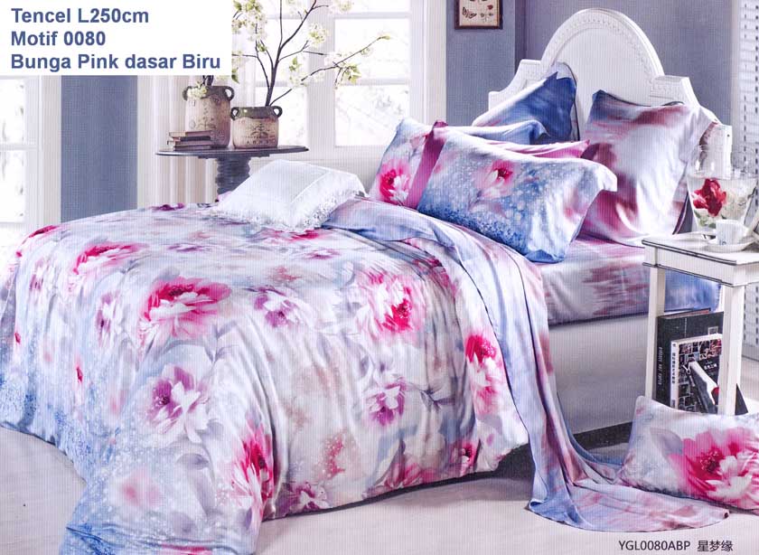 Sprei Tencel Motif Bunga Pink Biru - Pojok Sprei | Jual Sprei | Jual ...