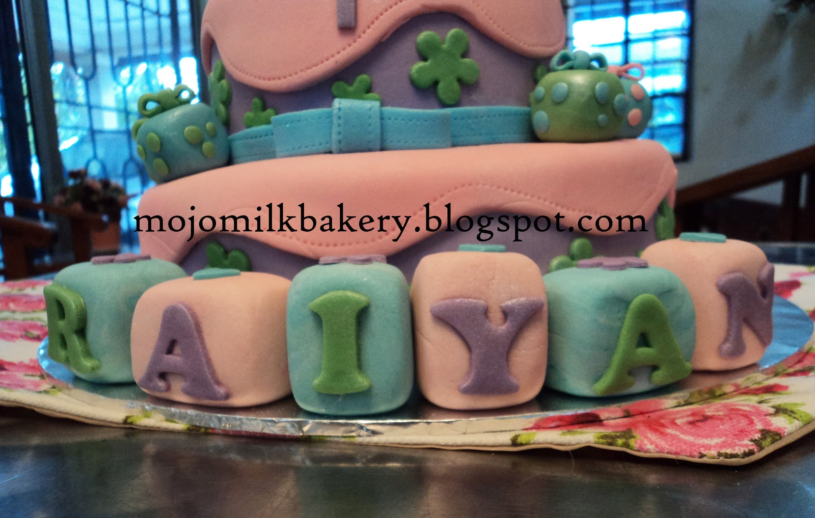 Mojo Milk Bakery: 2 tier Barney Birthday cake