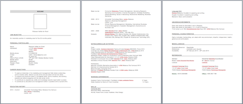 Resume For Internship Uitm