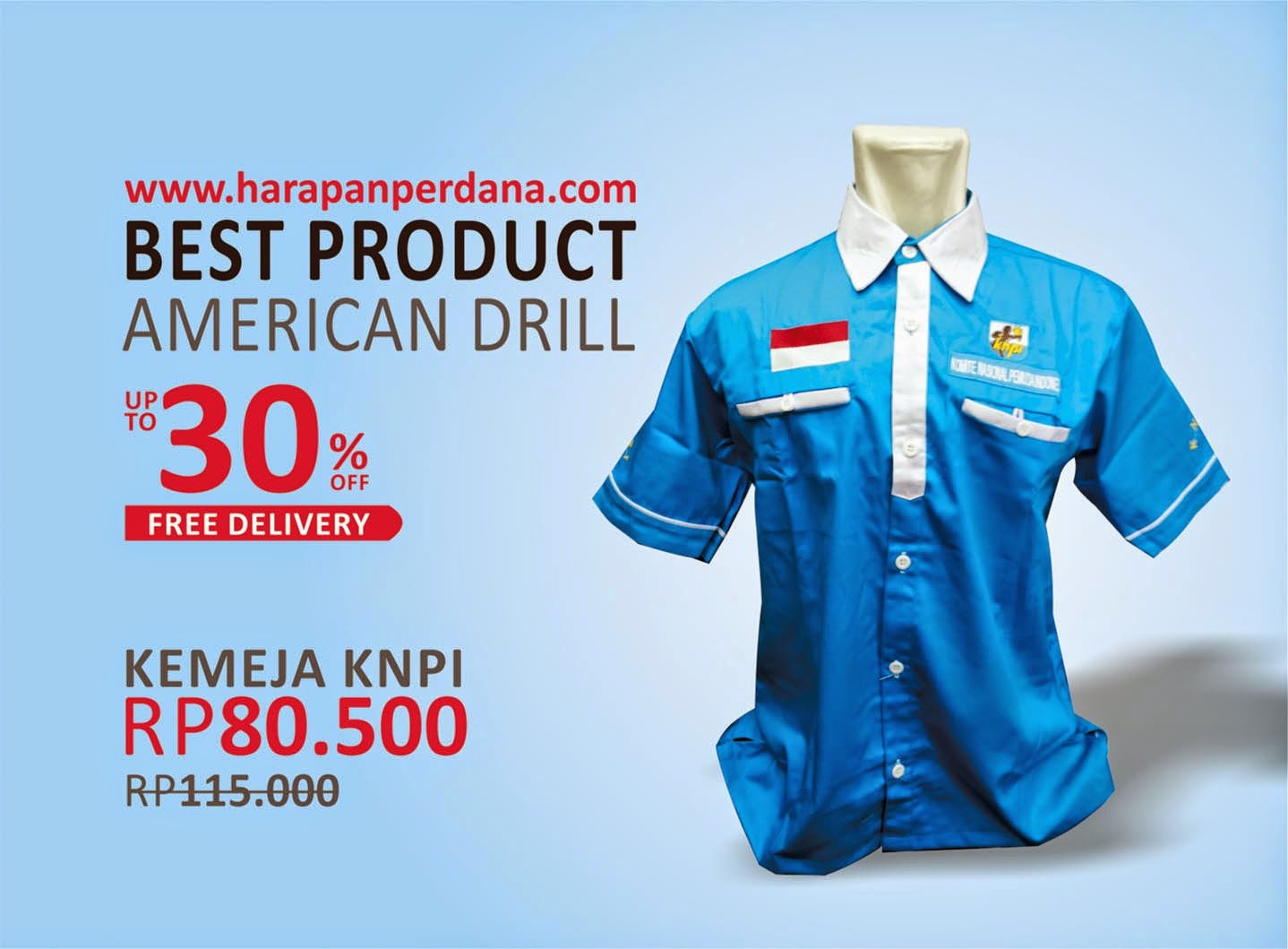 KEMEJA KNPI (BIRU LIS PUTIH) ~ CV. HARAPAN PERDANA