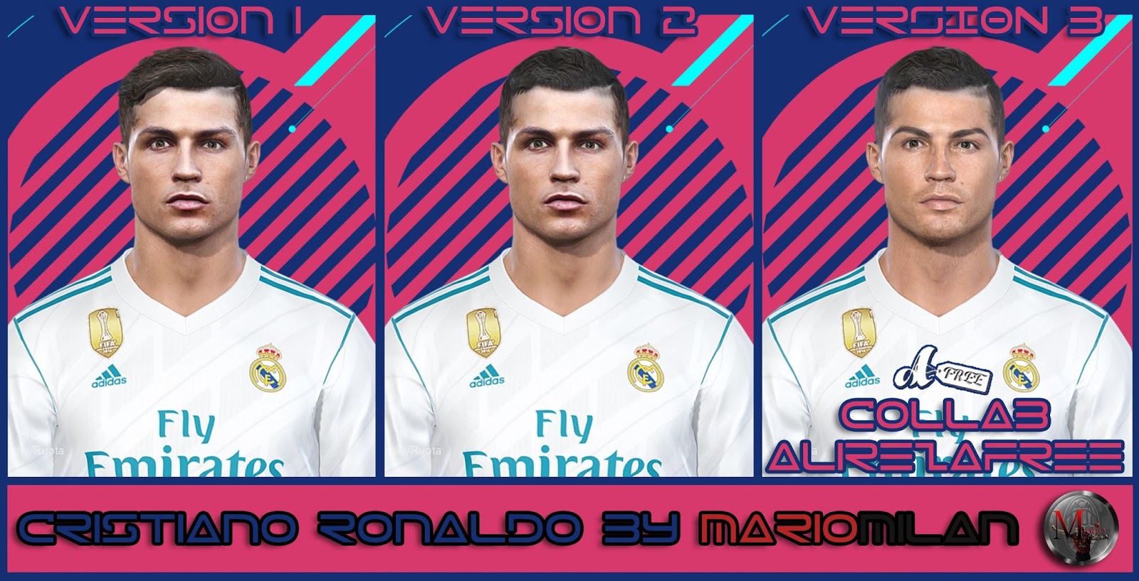 FB : PES2018 Cristiano Ronaldo Facepack by MarioMilan and AlirezaFree