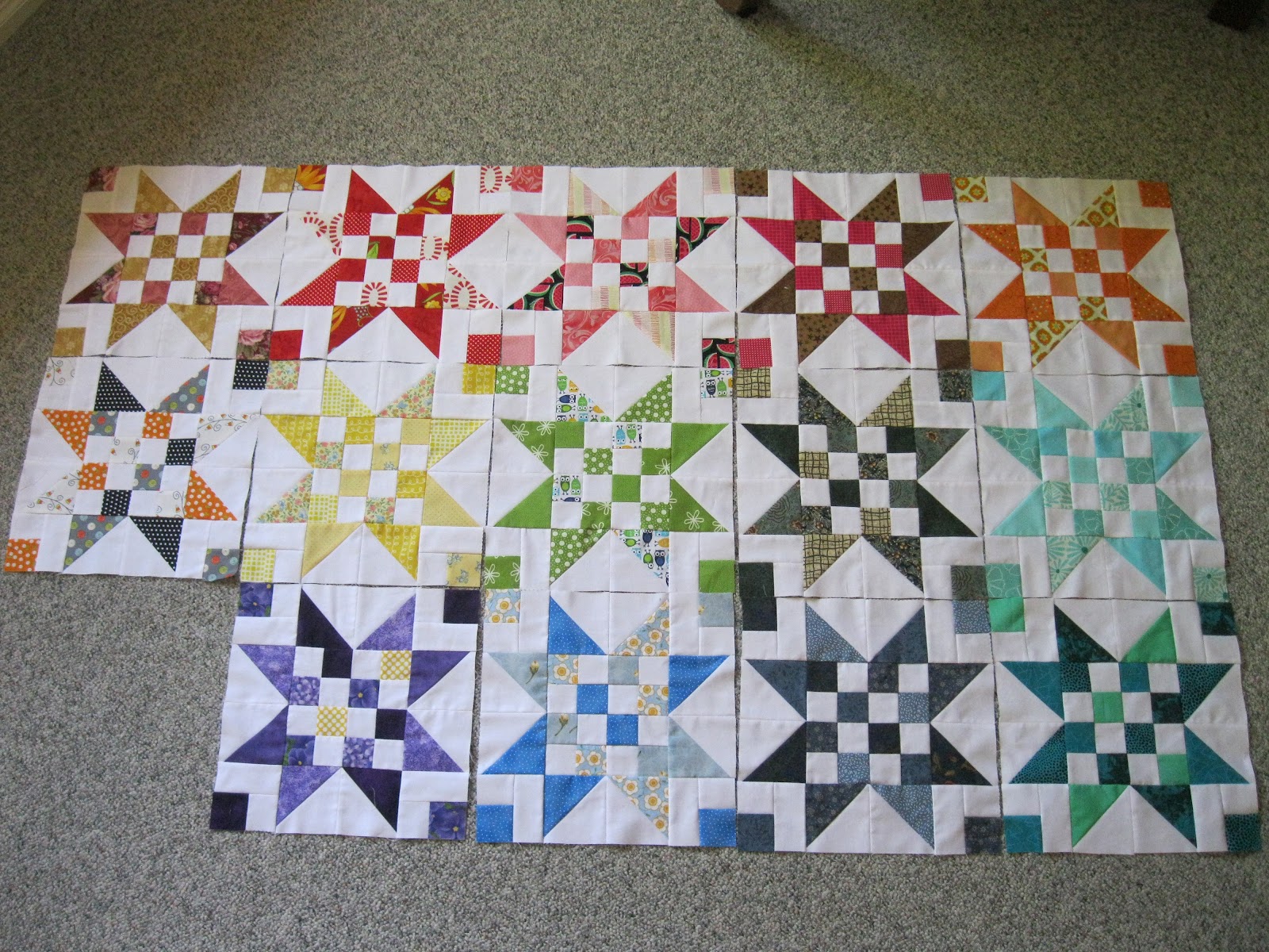 Little Penguin Quilts: Scrap Jar Stars for July