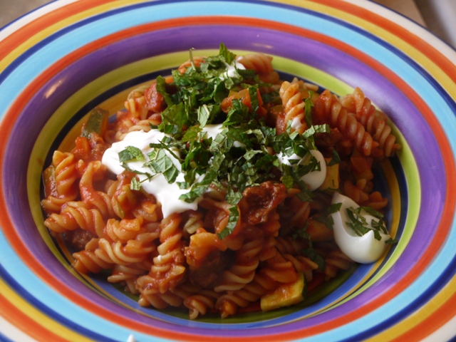Clockwatching Tart: Fusilli with Lamb Sausage Ragout