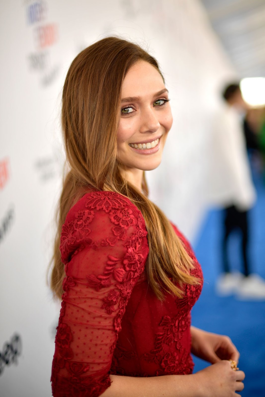 Elizabeth Olsen Hot Photos In Transperant Red Dress - Hollywood ...