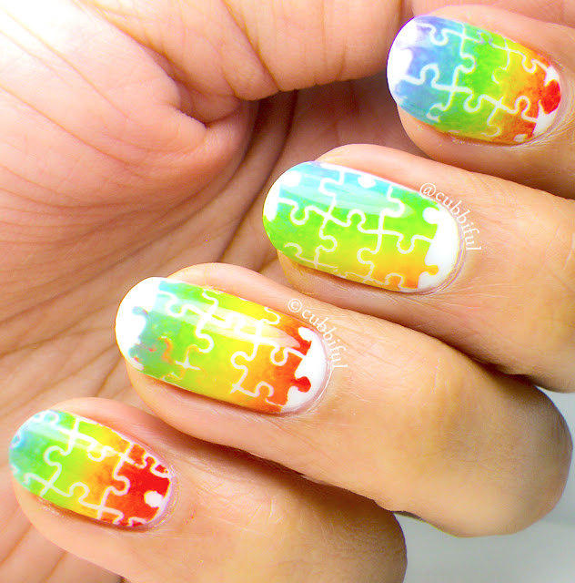 cubbiful: The Digit-al Dozen Does Rainbows: Day 1 - Rainbow Puzzle Nails