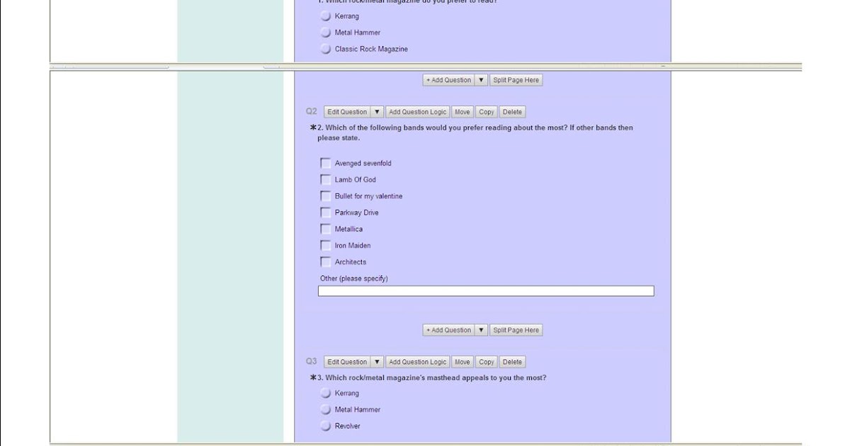 Conor Bolton-Phillips foundation portforlio: Blank Questionnaire Design