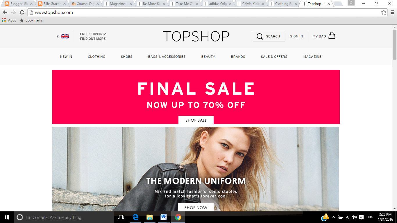Digital Publishing: Topshop - Website Design