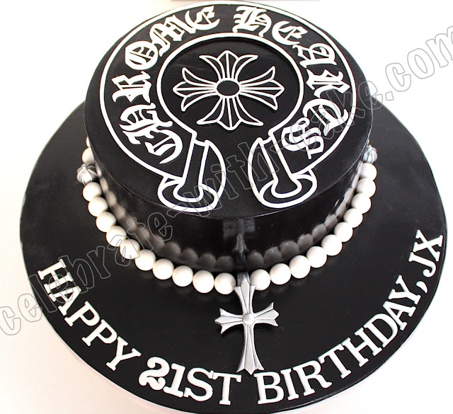 Celebrate with Cake!: Chrome Hearts White on Black single tier Cake