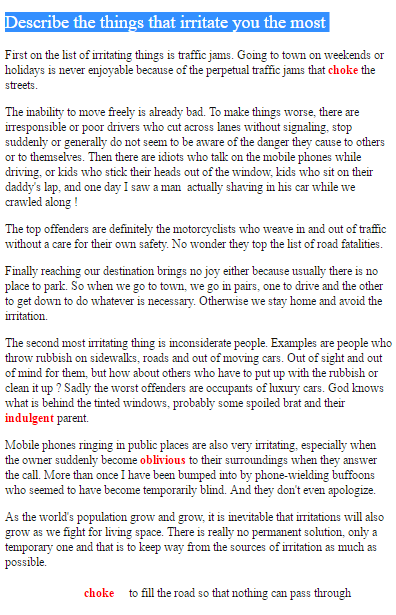 (Describe the things that irritate you the most) Short Essay in Simple ...