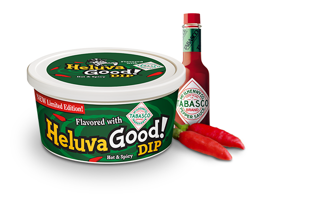 Big Guy Eating: Heluva Good Dip Hot and Spicy Flavored with Tabasco