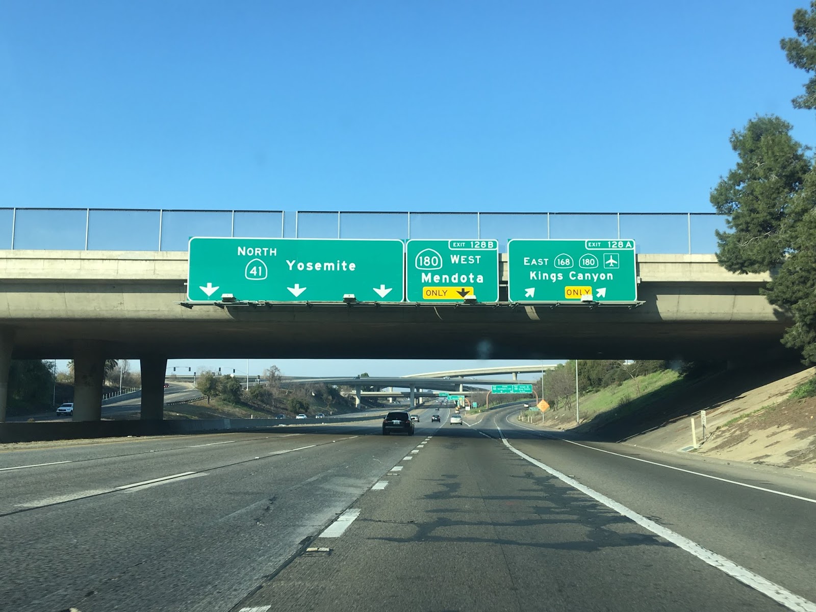 California State Route 41; CA 46 north to CA 180/168