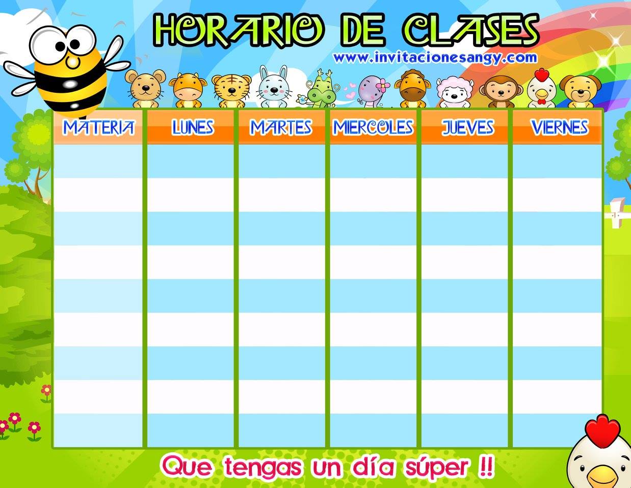 Fichas de Primaria: Horarios de clases