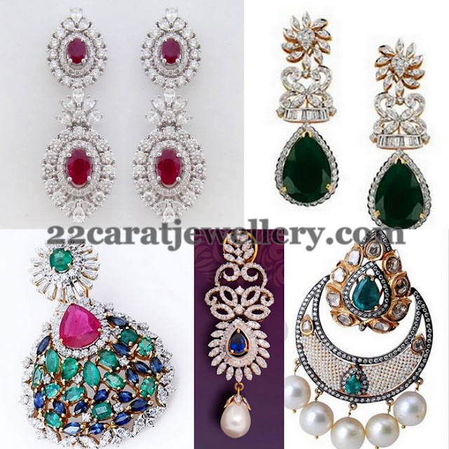 Exclusive Colorful Diamond Earrings - Jewellery Designs