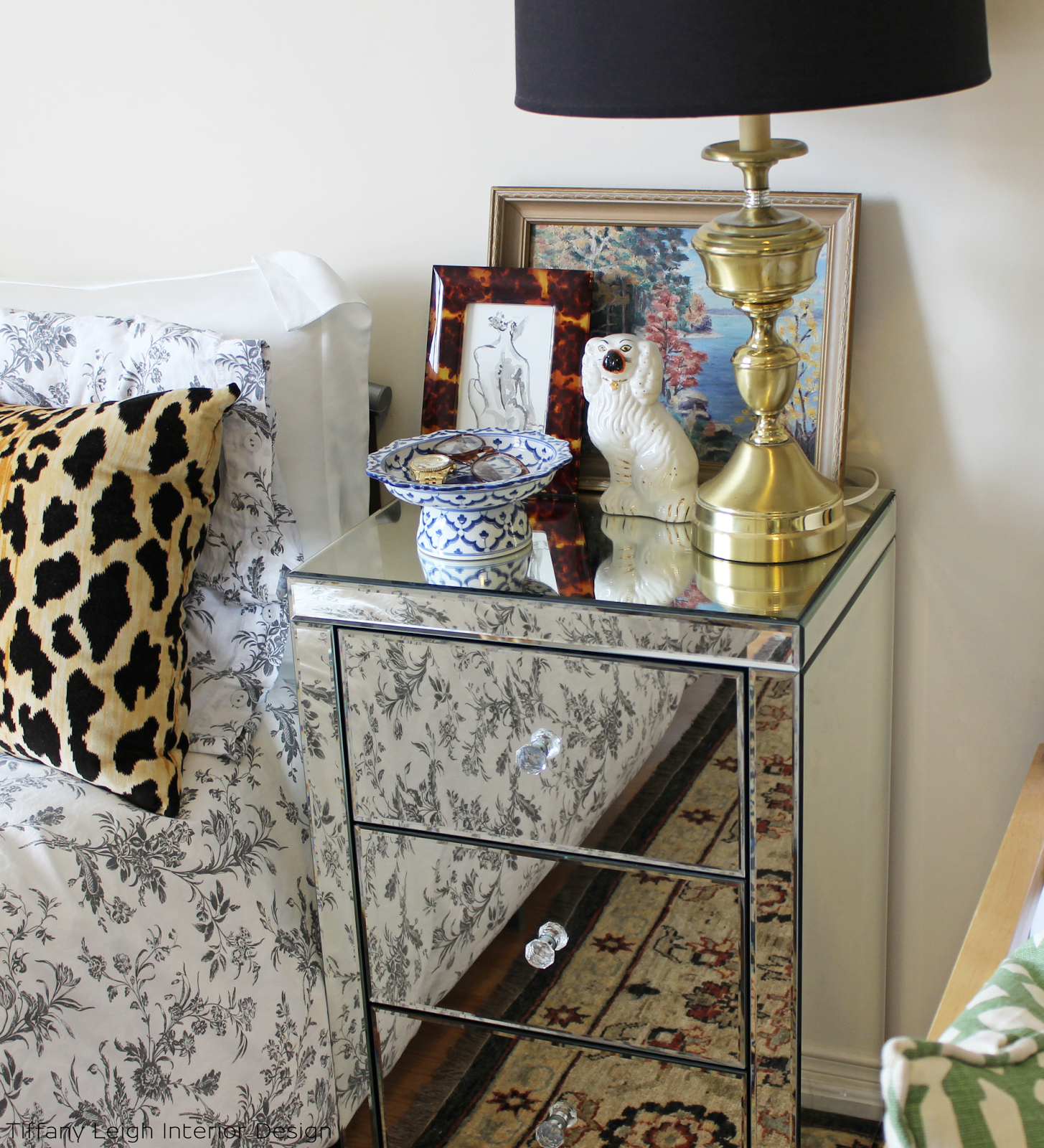 Tiffany Leigh Interior Design: Leon's Mirrored Side Table - Styled 3 Ways