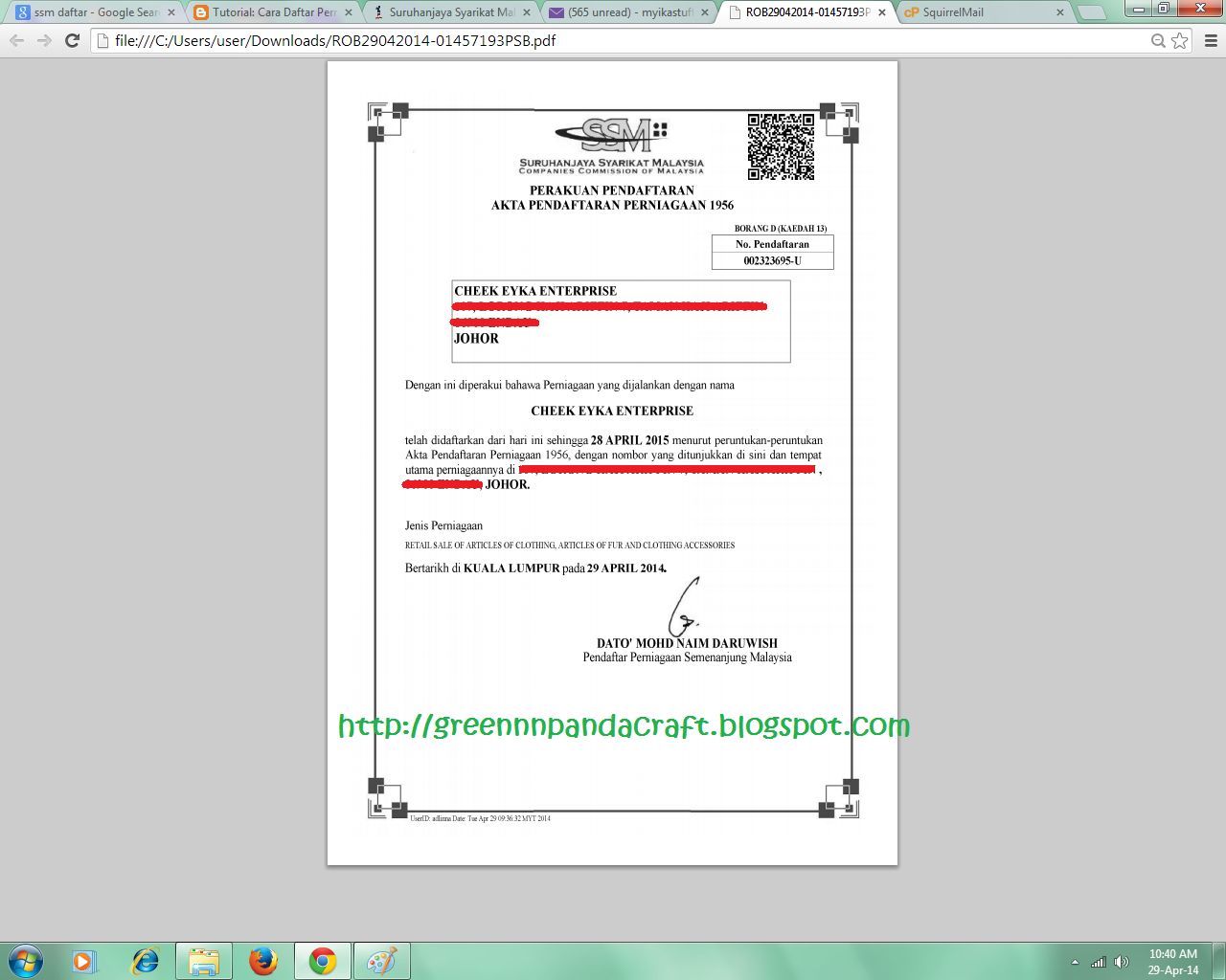 Greennnpanda Craft: [Tutorial] SSM Business Online Registration ...