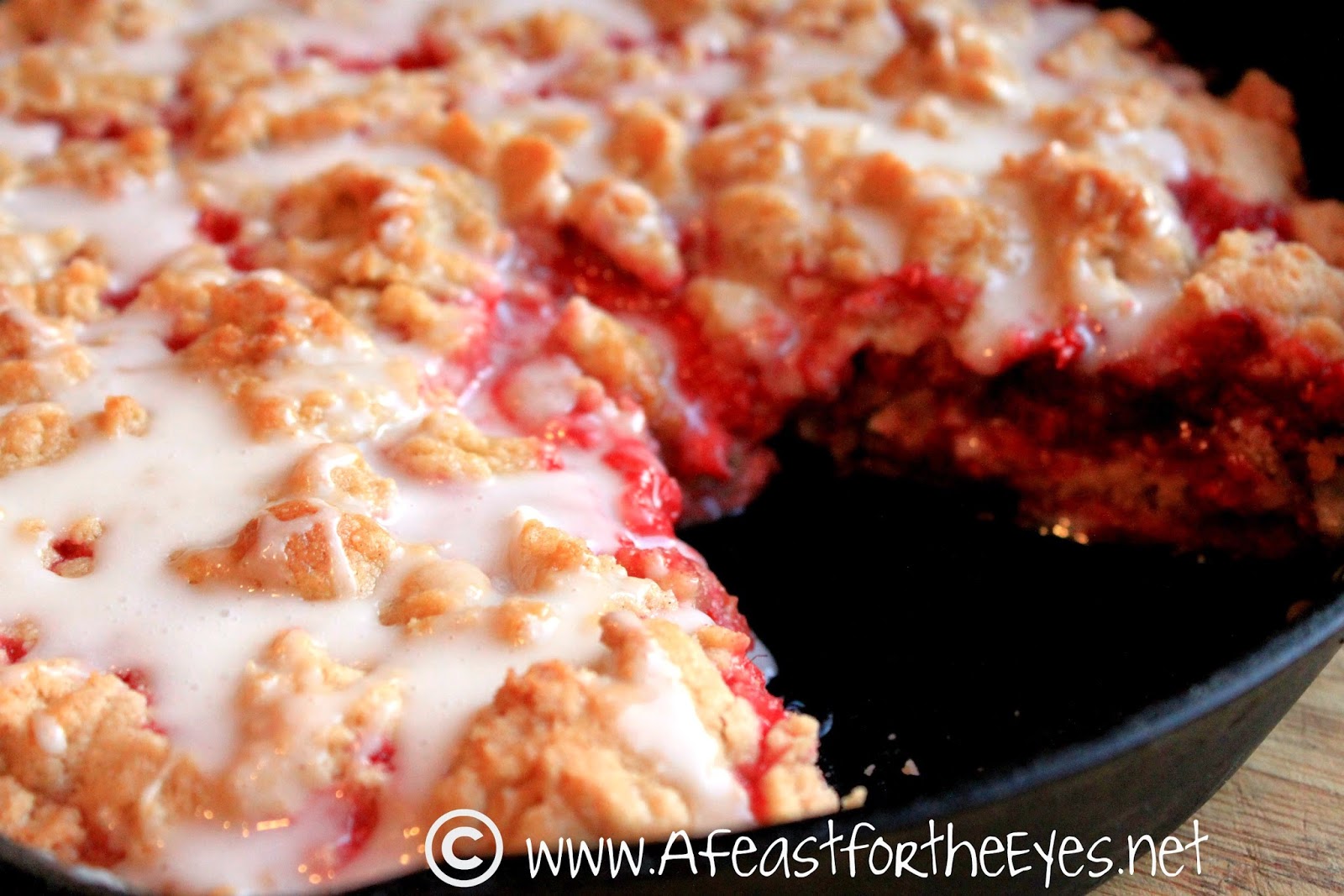 Cast-Iron Skillet Raspberry Crumb Bars ("Skookie") - A Feast For The Eyes