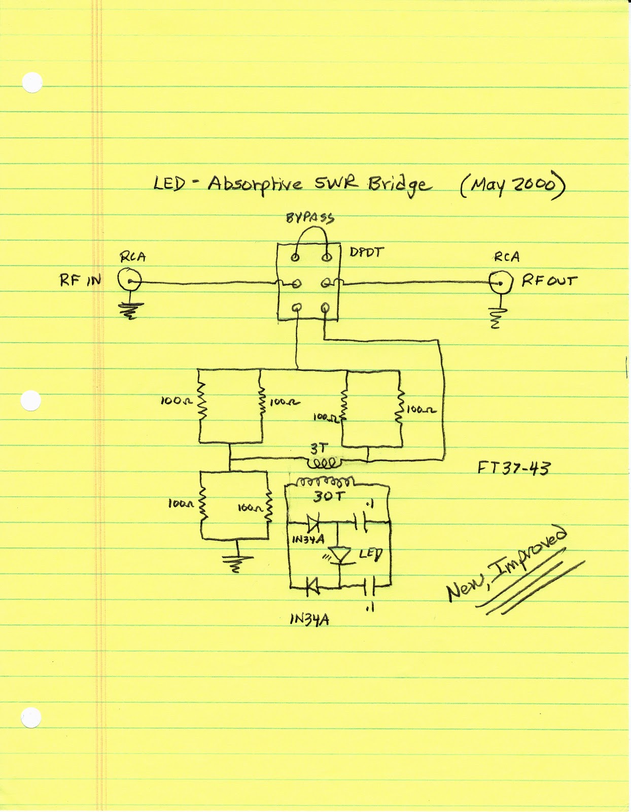 Trail-Friendly Radio Extra: Schematic of LED Absorptive SWR Bridge ...