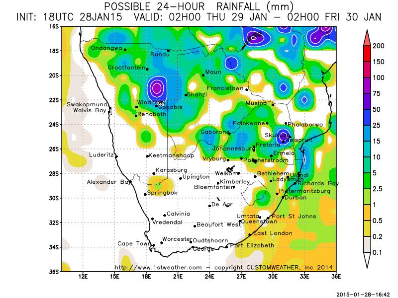 Mossel Bay Weather Observation, South Africa : January 2015