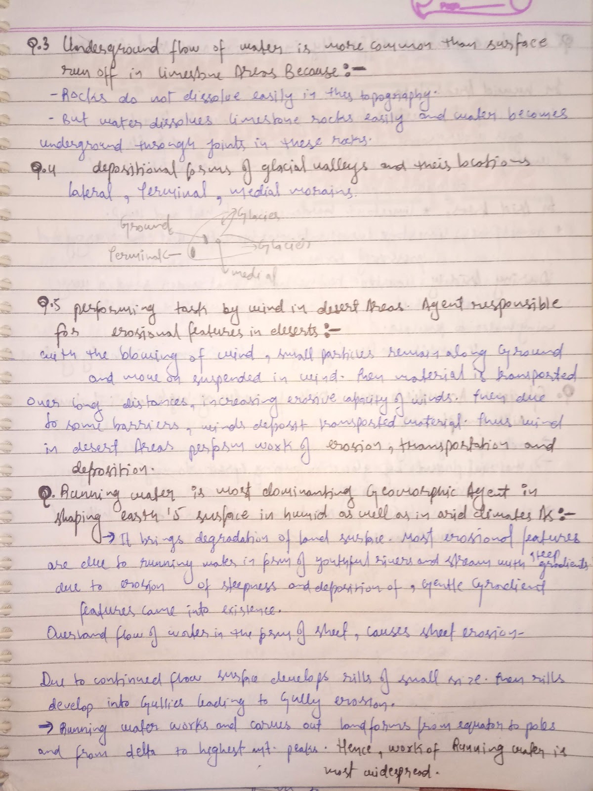 Handwritten Notes of Landforms And Their Evolution - class 11th - Geography