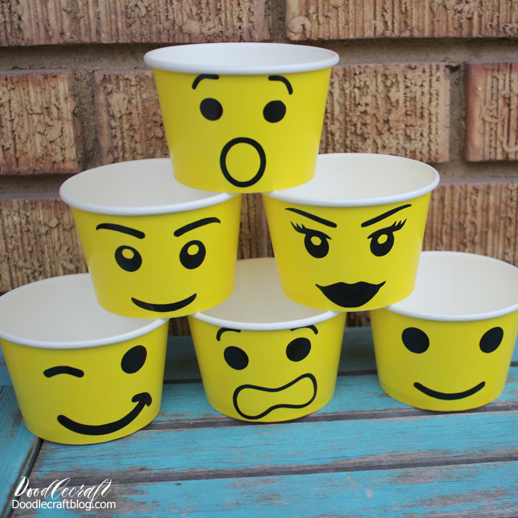 LEGO Paper Cup Faces Party Favors