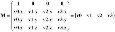 Applications of Linear Algebra: matrices in 4d x y z and position