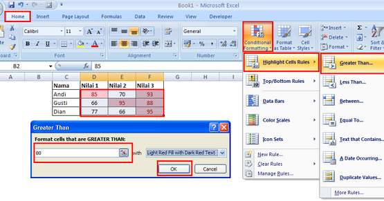 Conditional Formatting Cara Menggunakan Fitur Conditonal Formatting Excel Adh Excelcom Tutorial