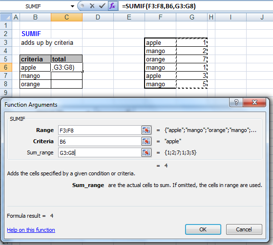 ~: SUM and SUMIF Formulas in Excel