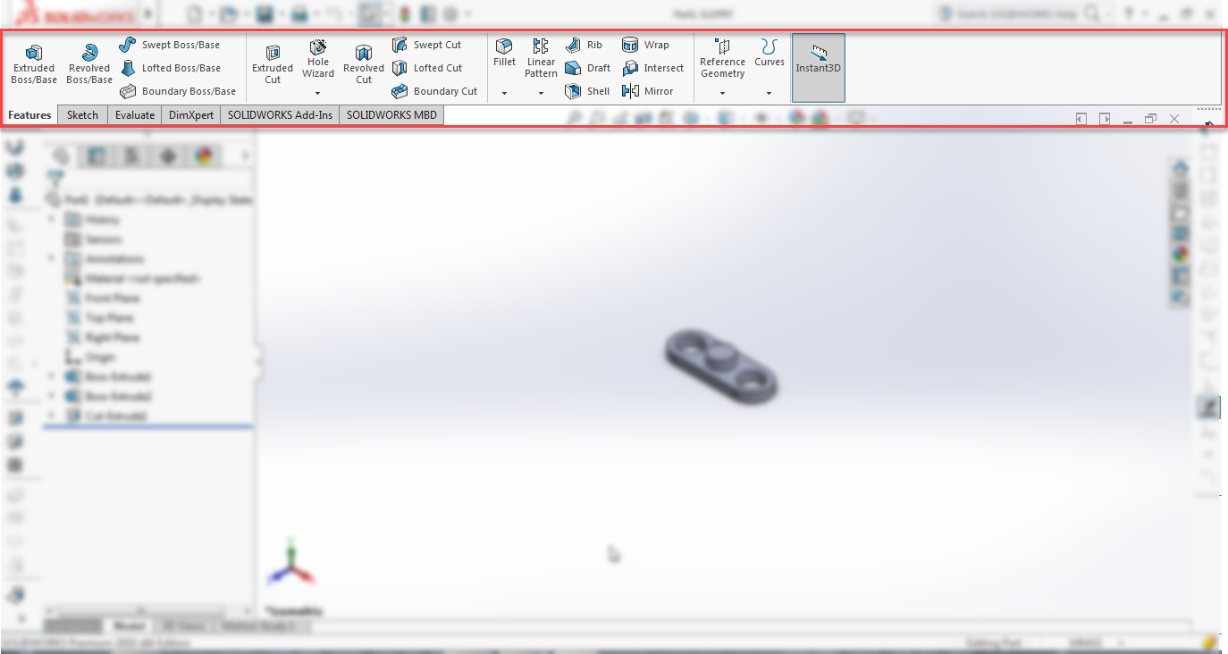 User Interface pada solidworks