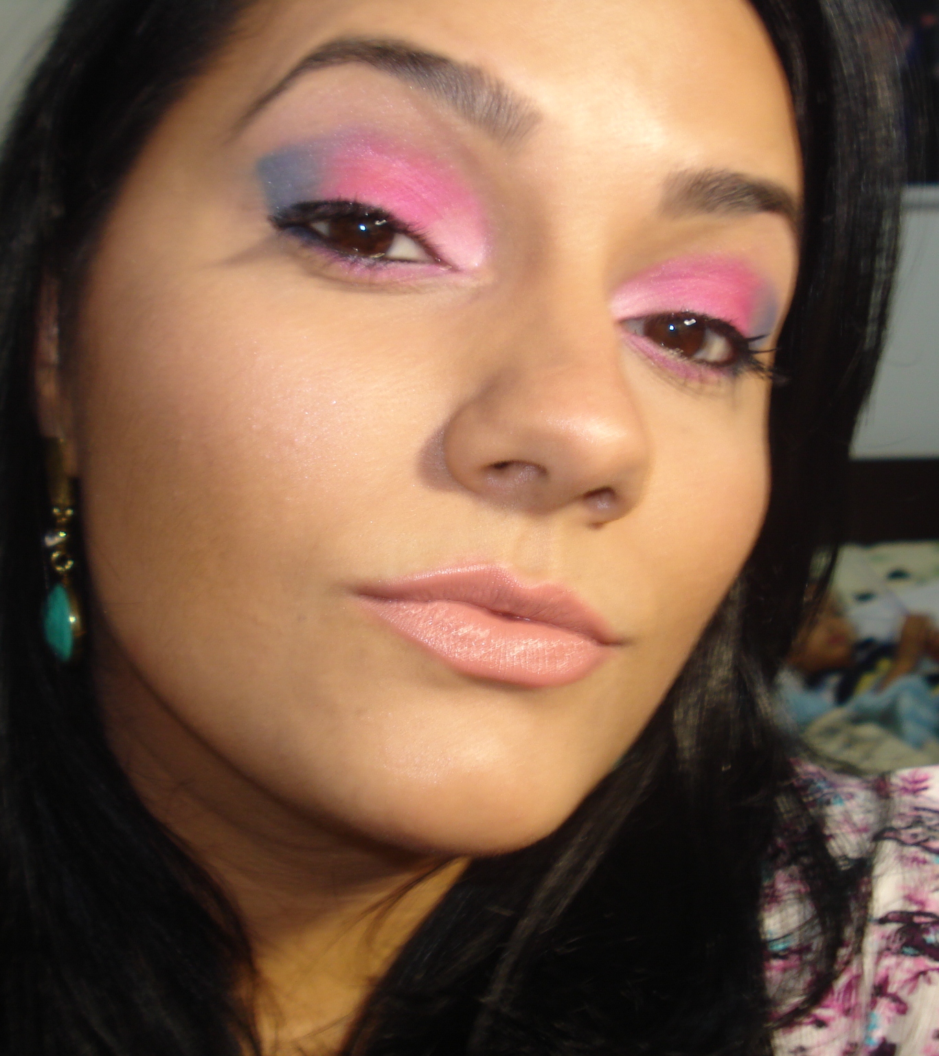 MileneMenina Maquiada: Maquiagem Rosa com Azul, para o dia