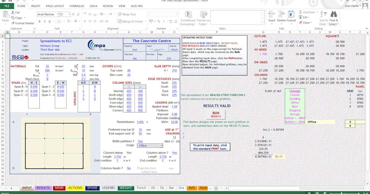 Flat Slab Design Spreadsheet - الشامل
