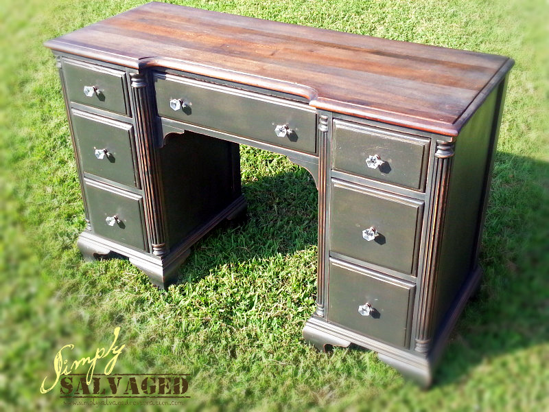 Simply Salvaged: Black, Walnut, & Metallic Knee Desk