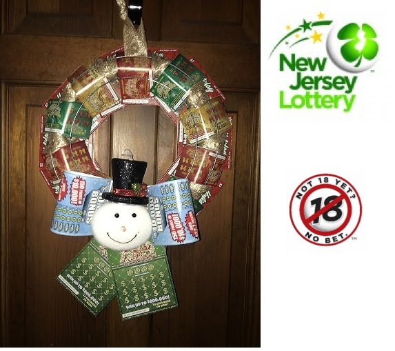 Easy to Make Wreath with NJ Lottery Holiday Scratch Offs