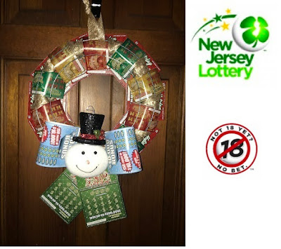 Easy to Make Wreath with NJ Lottery Holiday Scratch Offs