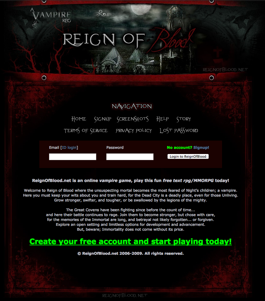 Reign Of Blood - Vampire Game Blog: Reign Of Blood through the years