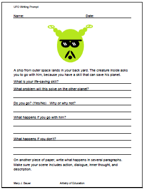 Printable Mini-Lesson: UFO Writing Prompt - Classroom Freebies