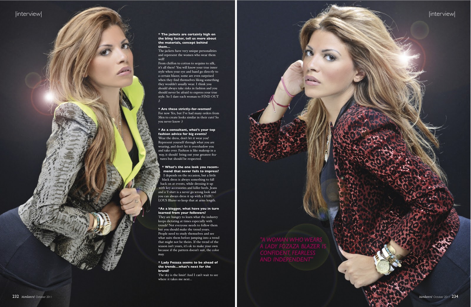 Fashion Gossip: LADY FOZAZA takes Flight in MONDANITE October issue!