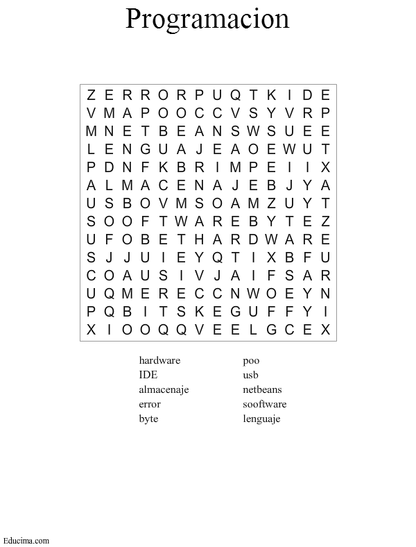 Programacion: Sopas de letras