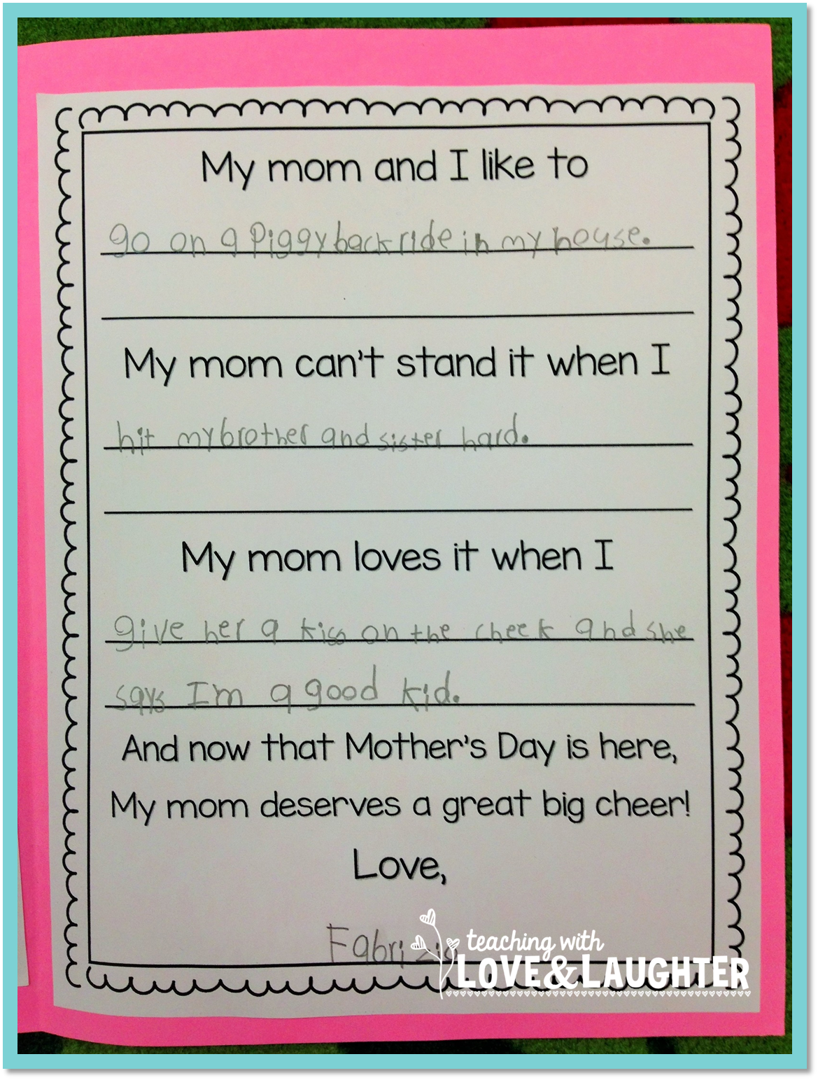 Teaching With Love and Laughter: Mother's Day Writing Freebie and ...