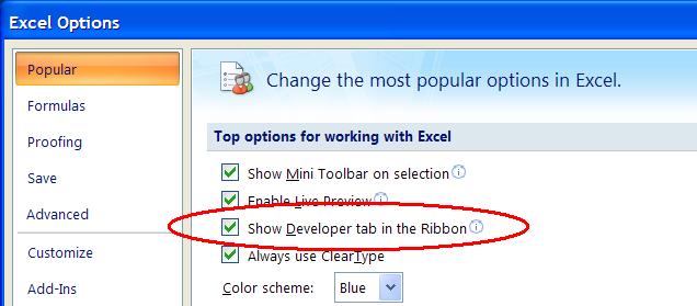 Excel Vba Display The Developer Toolbar Or Ribbon