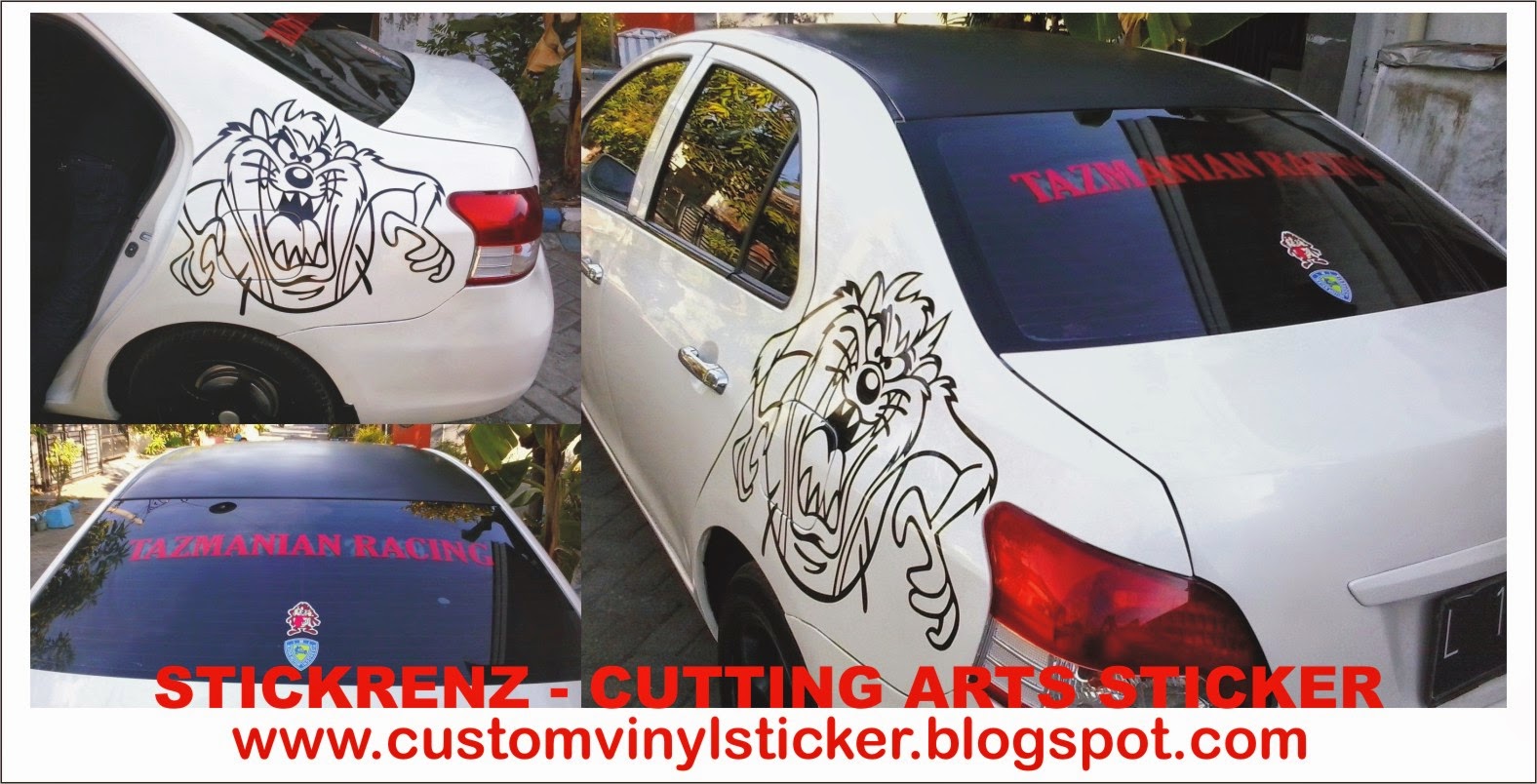 STICKRENZ: Toyota Vios White - Simply Tazmanian Devil Sticker