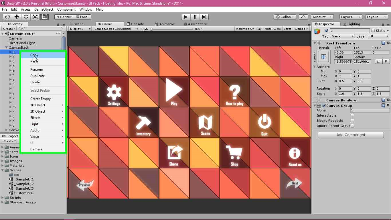 Ui Pack Floating Tiles