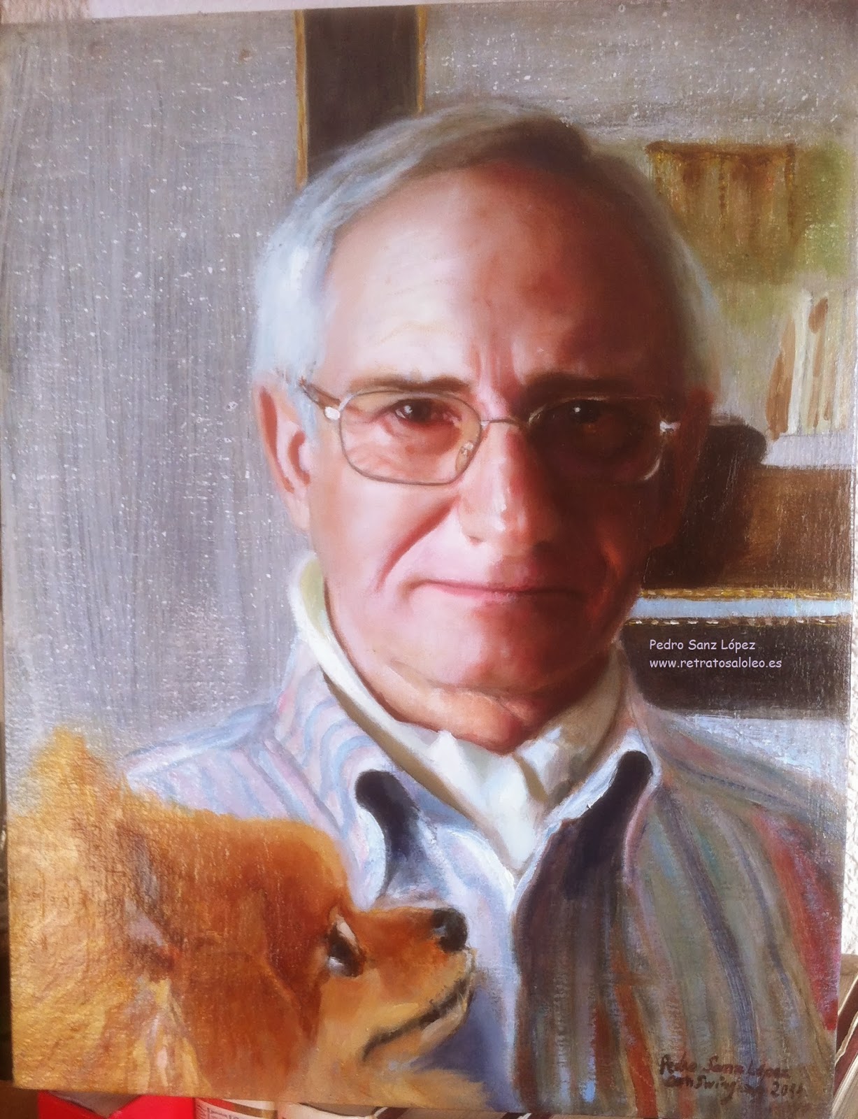 RETRATOS AL OLEO: Autoretrato con perro