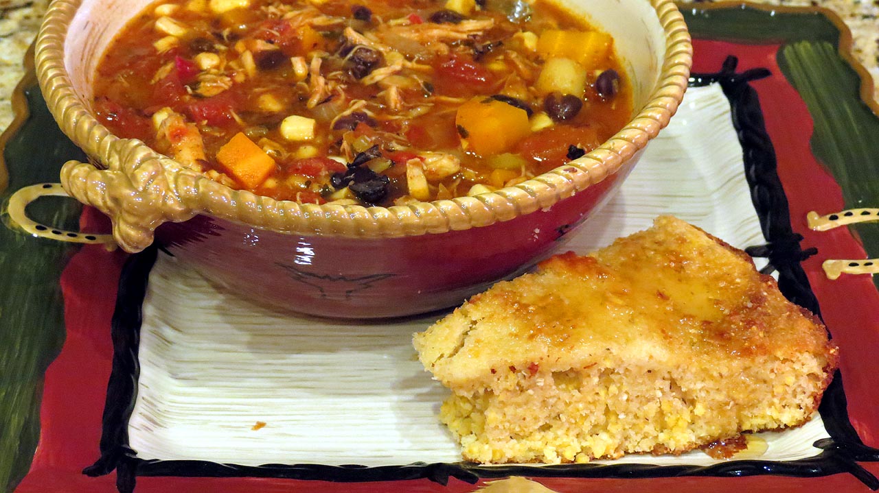 Sew, What's Cookin'?: Spicy Chicken Soup and Cornbread