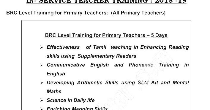 CRC & BRC LEVEL TRAINING 2018 – 19 FOR PRIMARY & UPPER PRIMARY TEACHERS ...