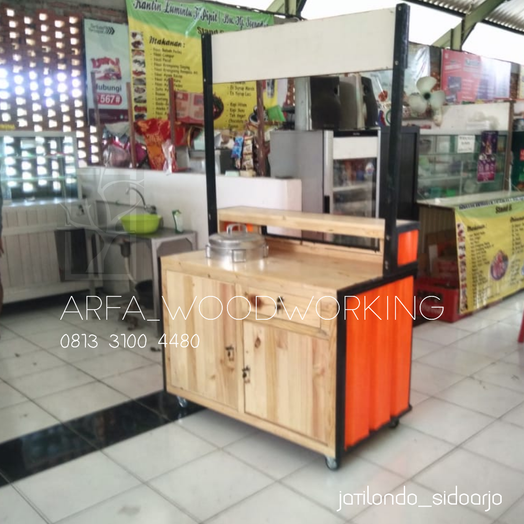 Jual Booth Gerobak Rombong Kayu Semi Kontainer Kekinian