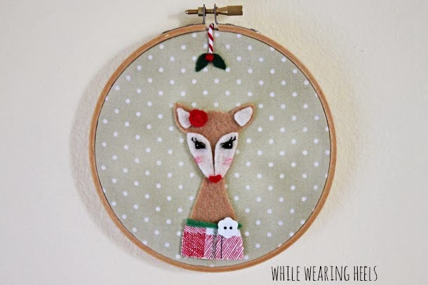 While Wearing Heels: Embroidery Hoop Reindeer Family