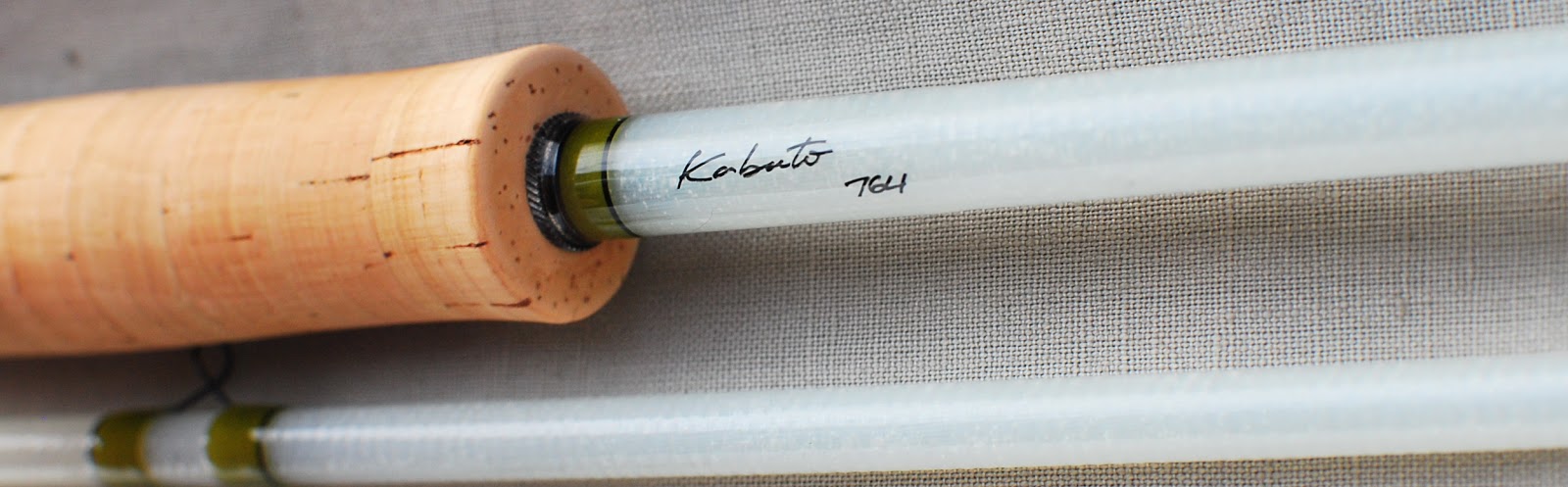 Handcrafted graphite and fiberglass fly rods: Kabuto white