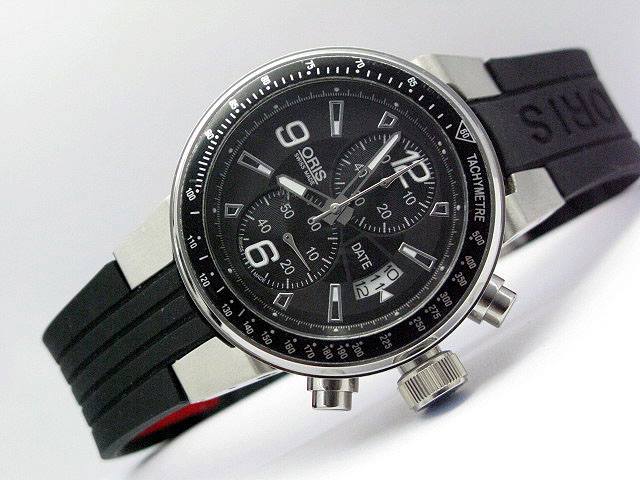 WatchAlide: ORIS WILLIAMS F1 CHRONOGRAPH STOPWATCH BLACK DIAL RUBBER STRAP