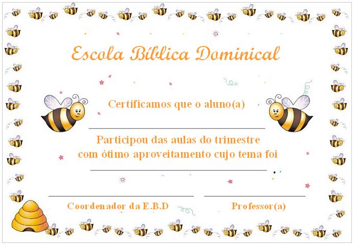 Dicas Escola Dominical: Diplomas Escola Bíblica Dominical